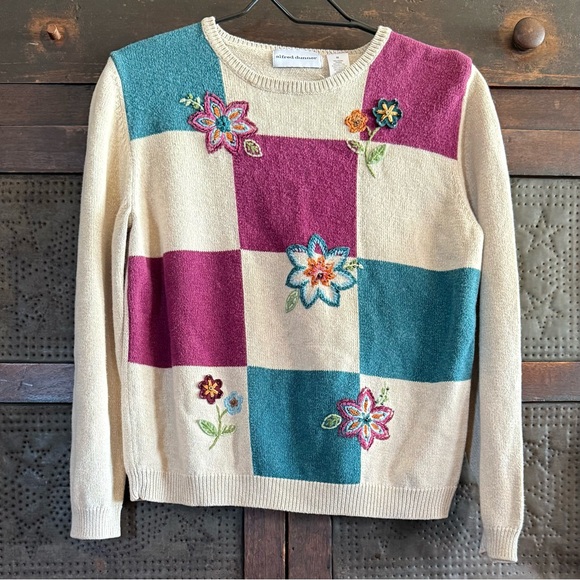 Alfred Dunner | Sweaters | Vintage Cottagecore Floral Embroidered ...